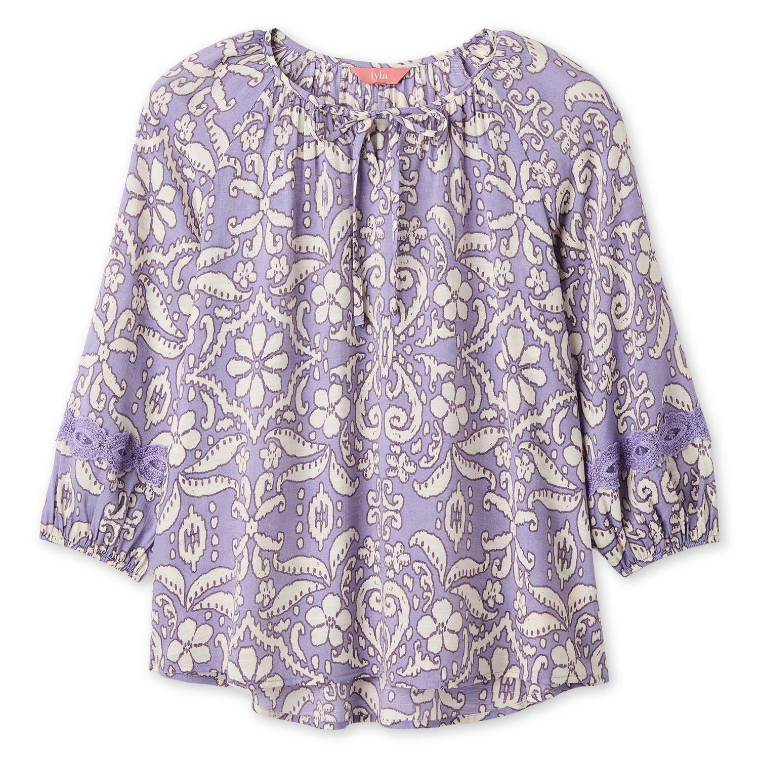 Click here for Iyla Womens 3/4 Sleeve Lace Trim Blouse M prices