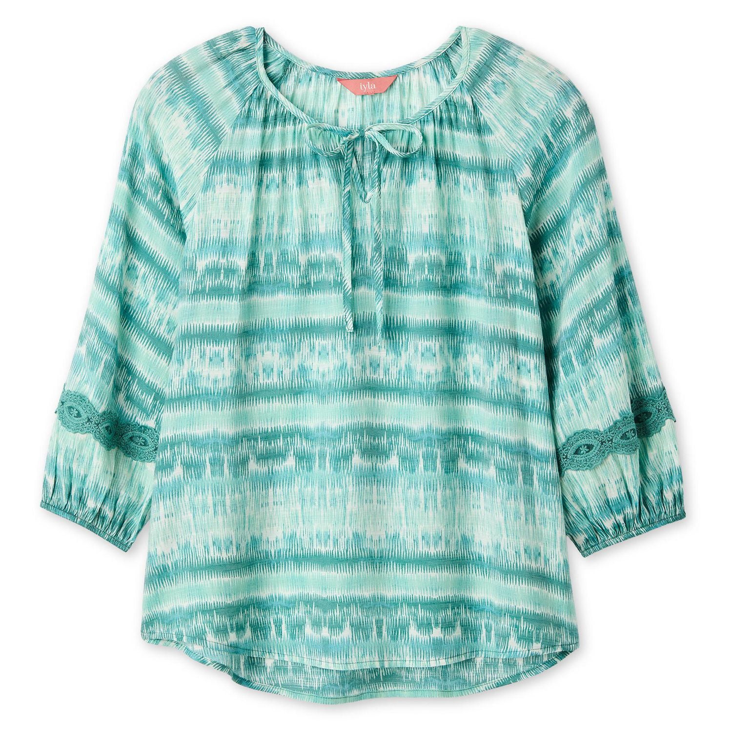 Click here for Iyla Womens 3/4 Sleeve Lace Trim Blouse L prices