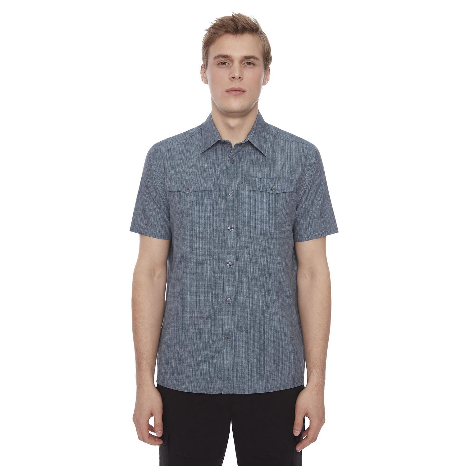 Click here for Dark Black Mens 4 Way Stretch S/S Button Down Shir... prices