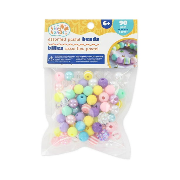 TINY HANDS Assorted Pastel Beads, 90 pack, Round, Star Shaped, Age 6+, Kids, DIY Crafts, BEAD ...