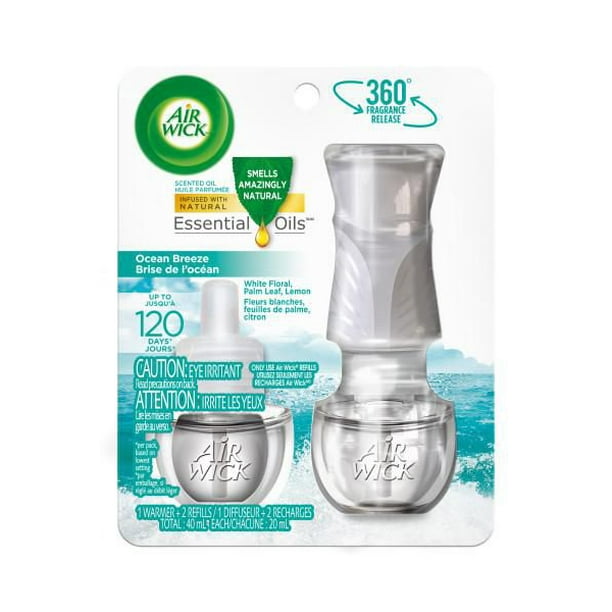Air Wick Plug In Scented Oil Kit, Ocean Breeze, 1 Warmer + 2 Refills ...