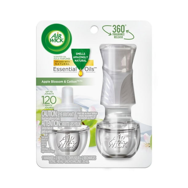 Air Wick Plug In Scented Oil Kit, Apple Blossom & Cotton, 1 Warmer + 2 Refills (2x20mL) - Walmart.ca
