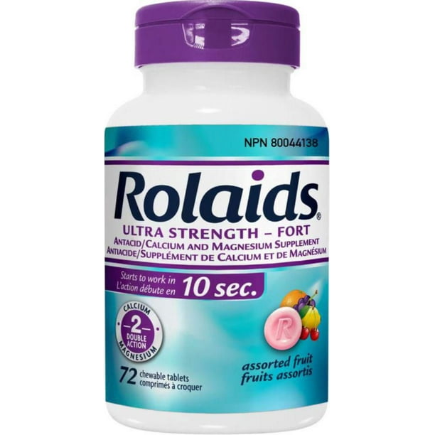 Rolaids Ultra Strength Antacid, Fruit Flavoured, Fast Heartburn Relief ...
