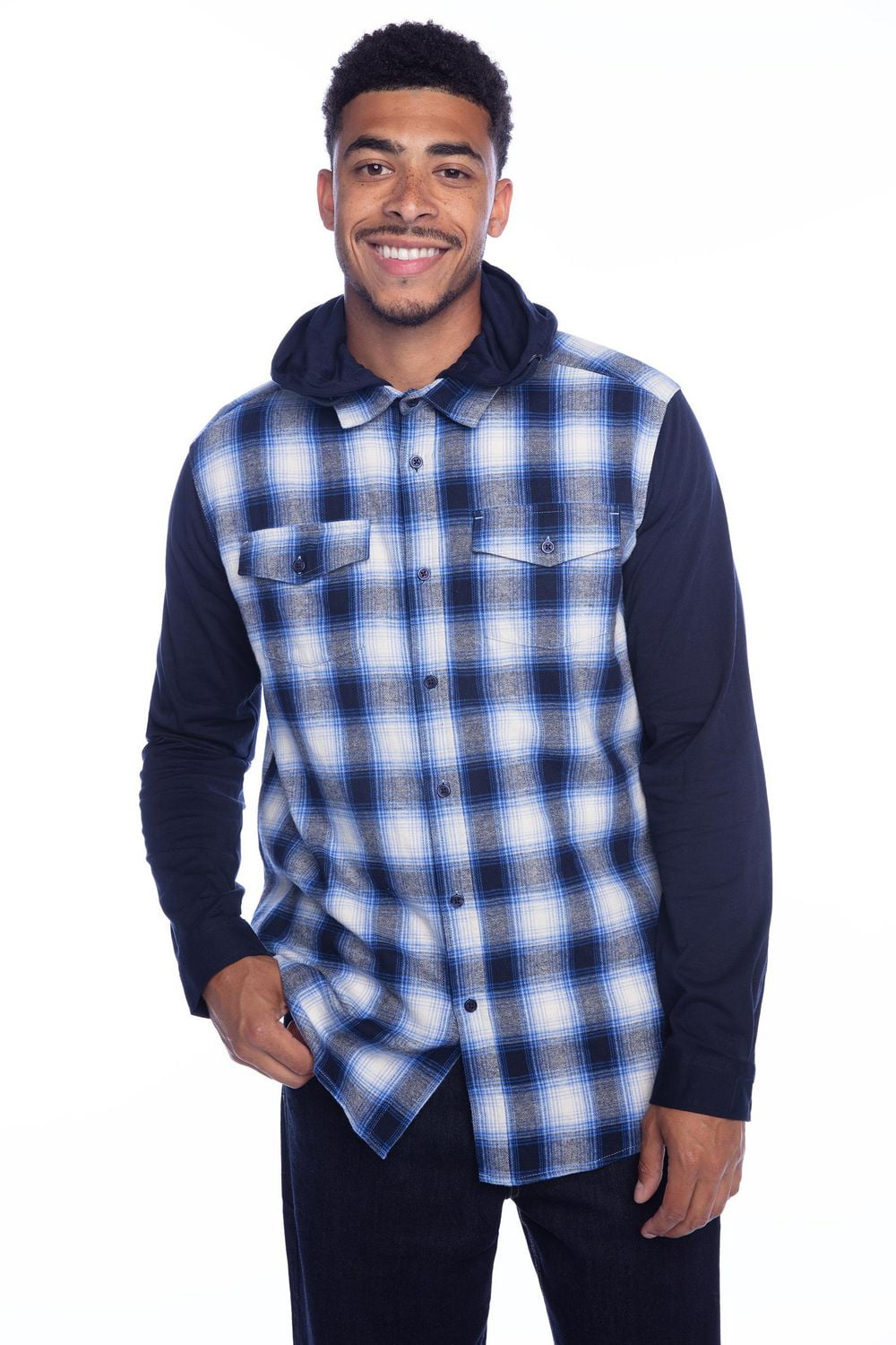 Click here for Jeaniologie Mens Hooded Flannel Shirt With Knit Sl... prices