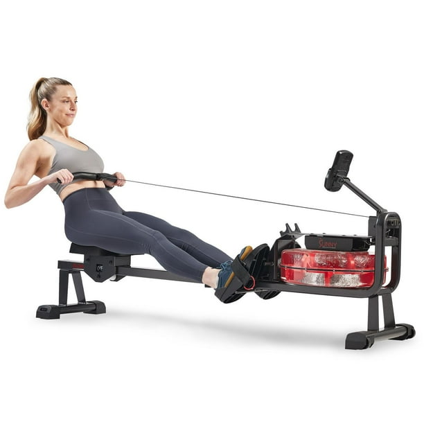 Sunny Health & Fitness Hydro Compact Water Rowing Machine with 6-Level ...