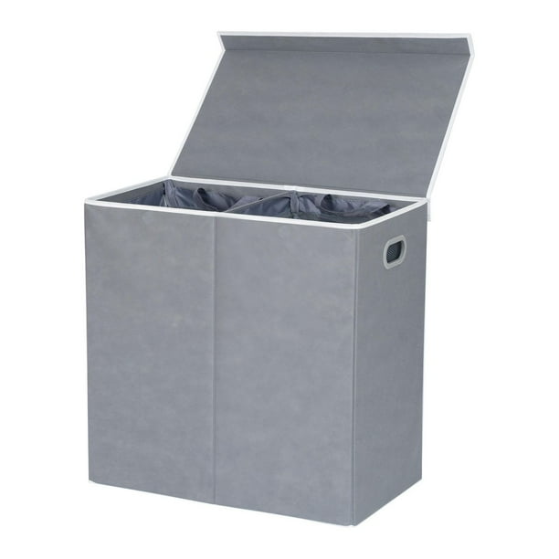 Mainstays Double Laundry Hamper with lid, two removable mesh sorters ...