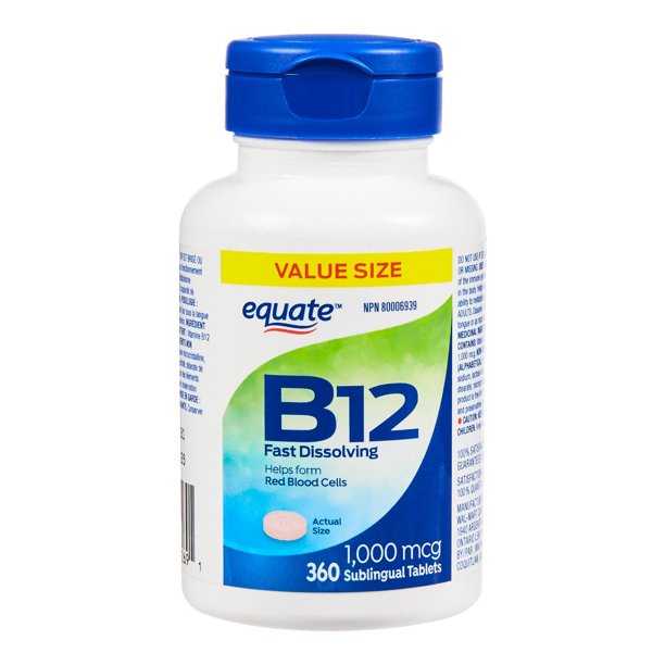 Equate B12 1000mcg Fast Dissolving, 360 Sublingual Tablets - Walmart.ca