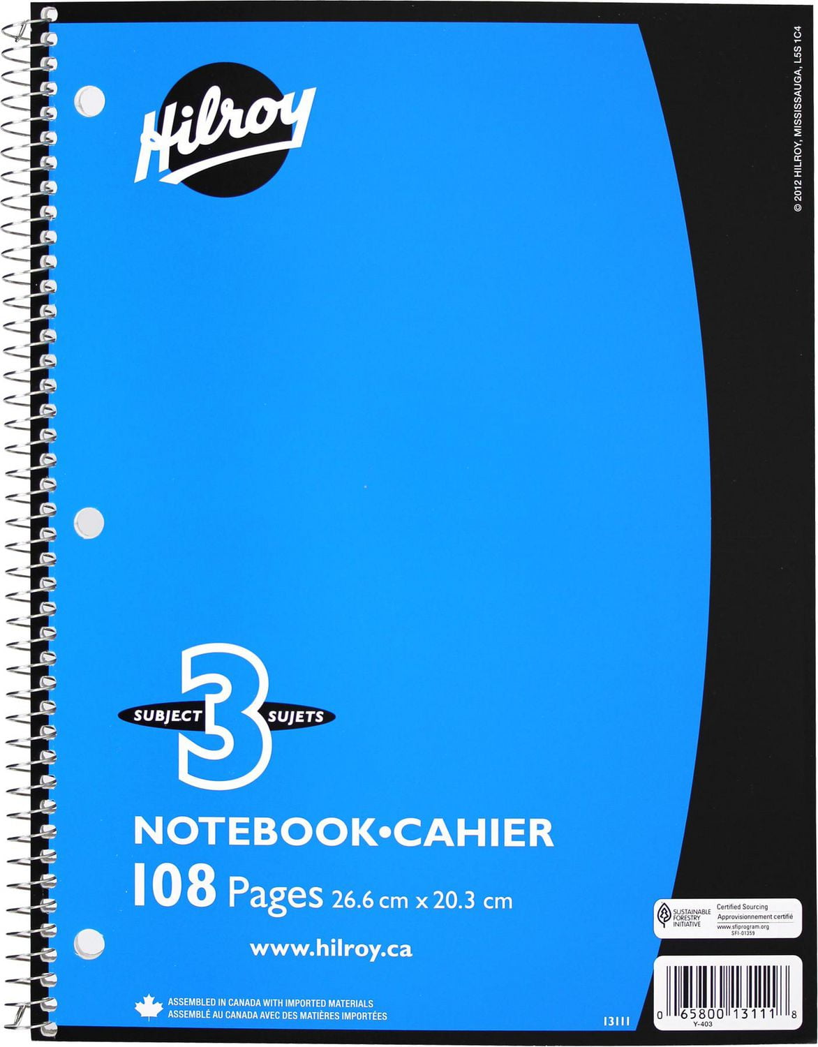 Hilroy 3 Subject 108pg Notebook, 3 Subject Notebook - Walmart.ca