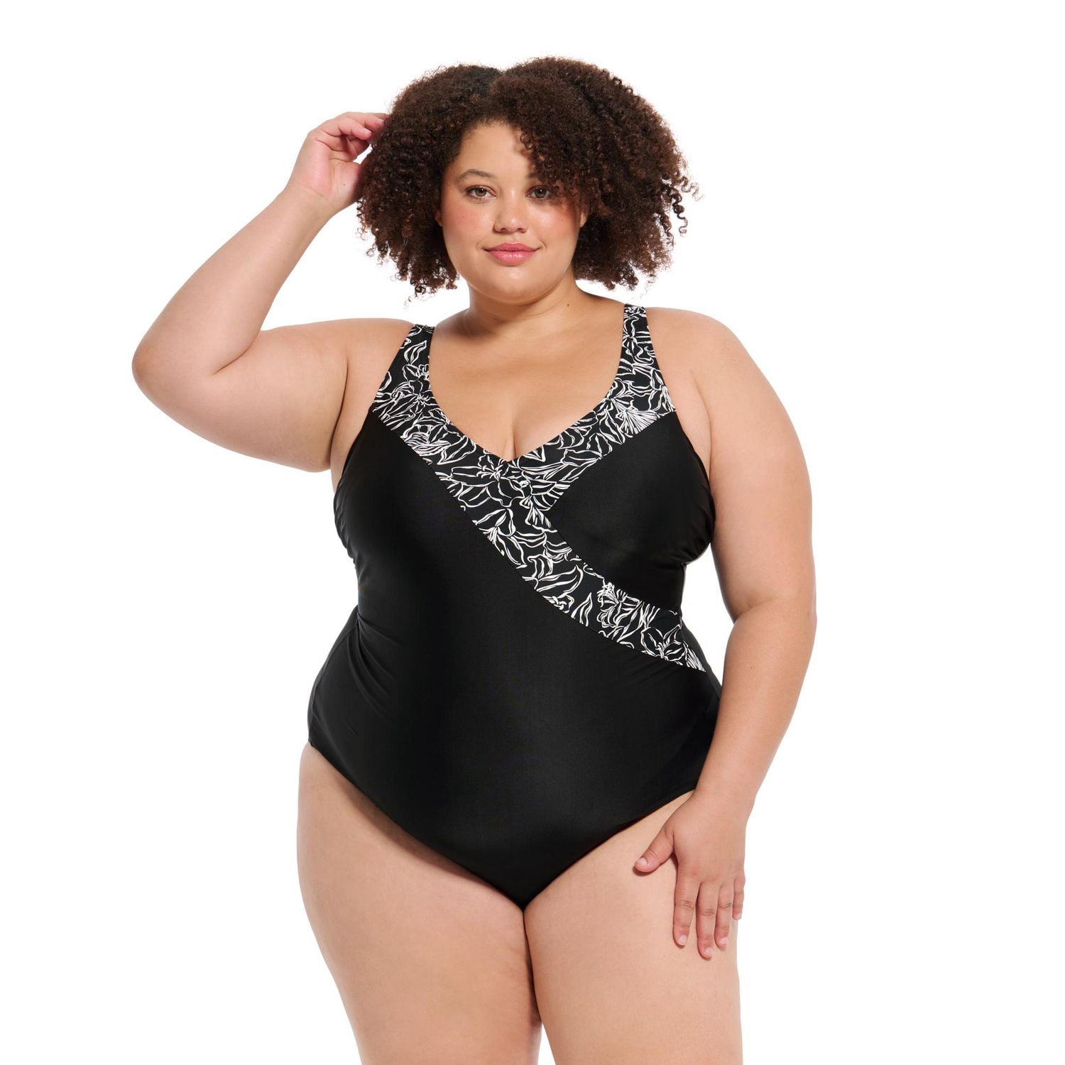 Click here for Krista Plus Womens Crossover V-Neck D-Cup One Piec... prices