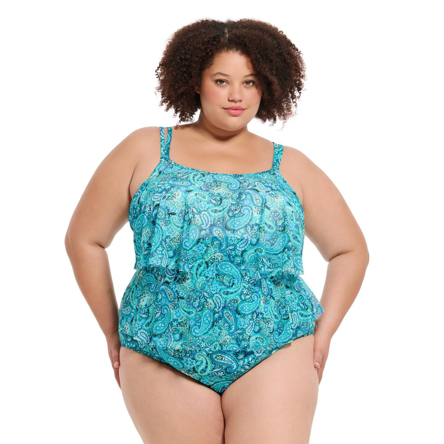 Click here for Krista Plus Womens Double Strap 1 Pc Tankini W/Mes... prices