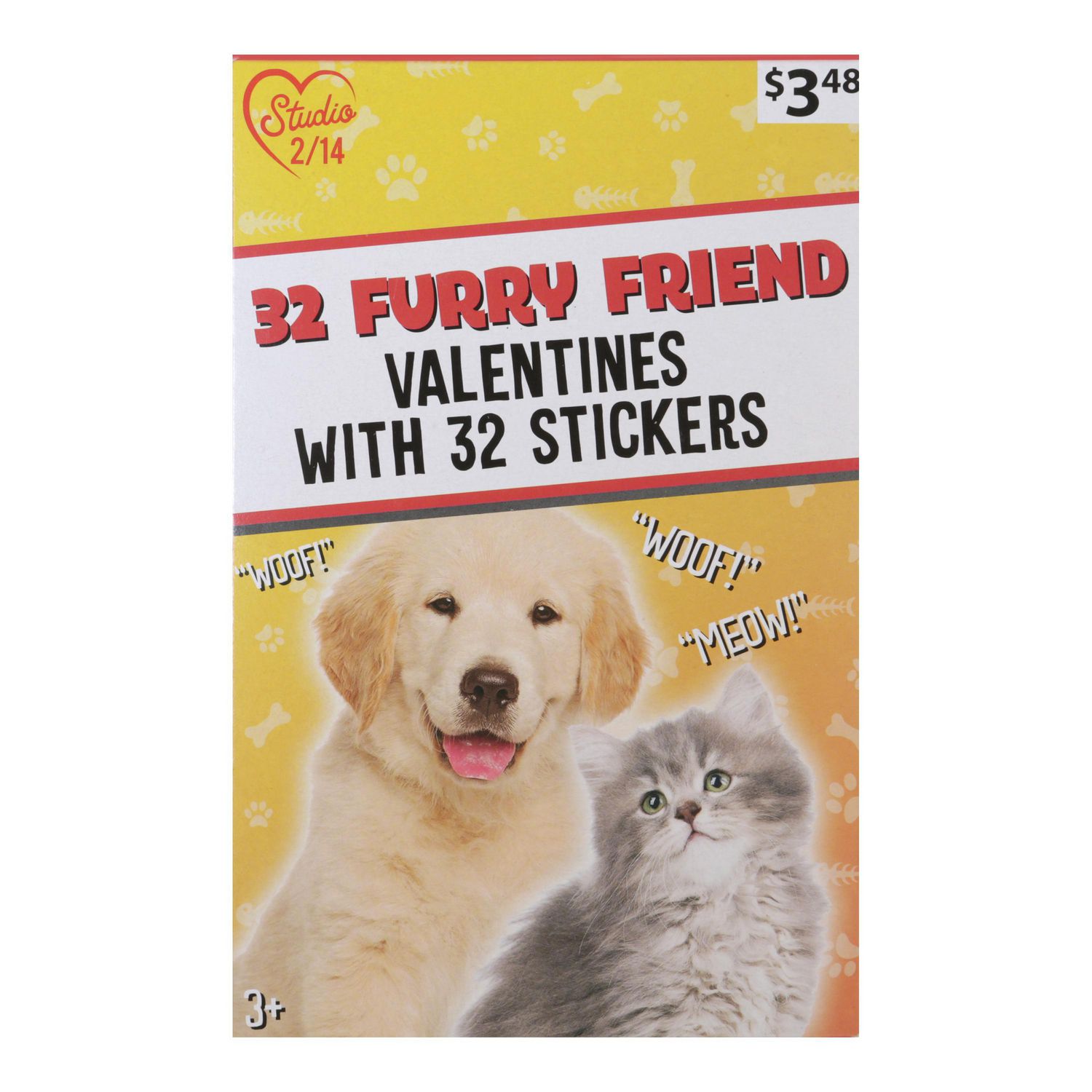 32ct Studio 2/14 Val Cards with Stickers - Furry Friends | Walmart Canada