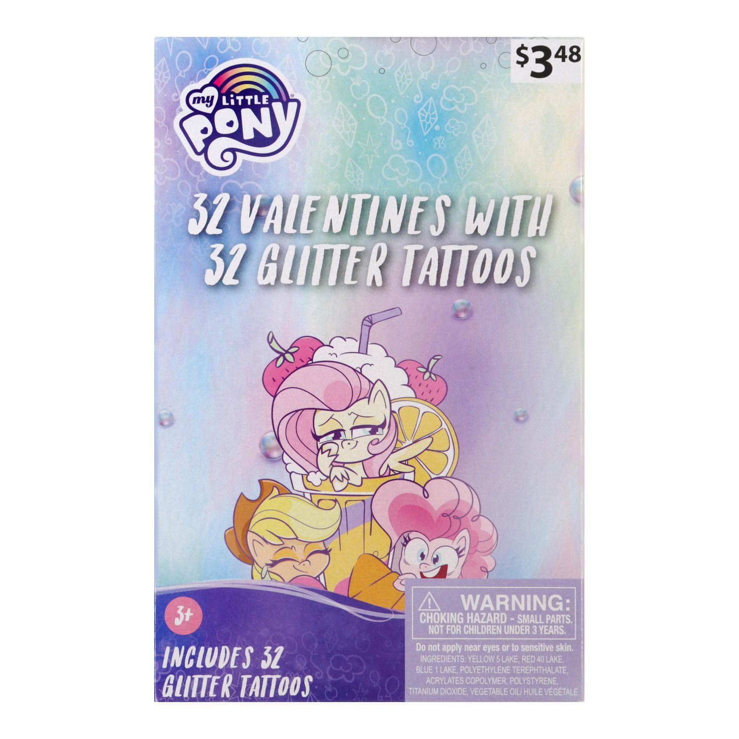 32ct Deluxe Val Cards with Glitter Tattoos - My Little Pony | Walmart ...