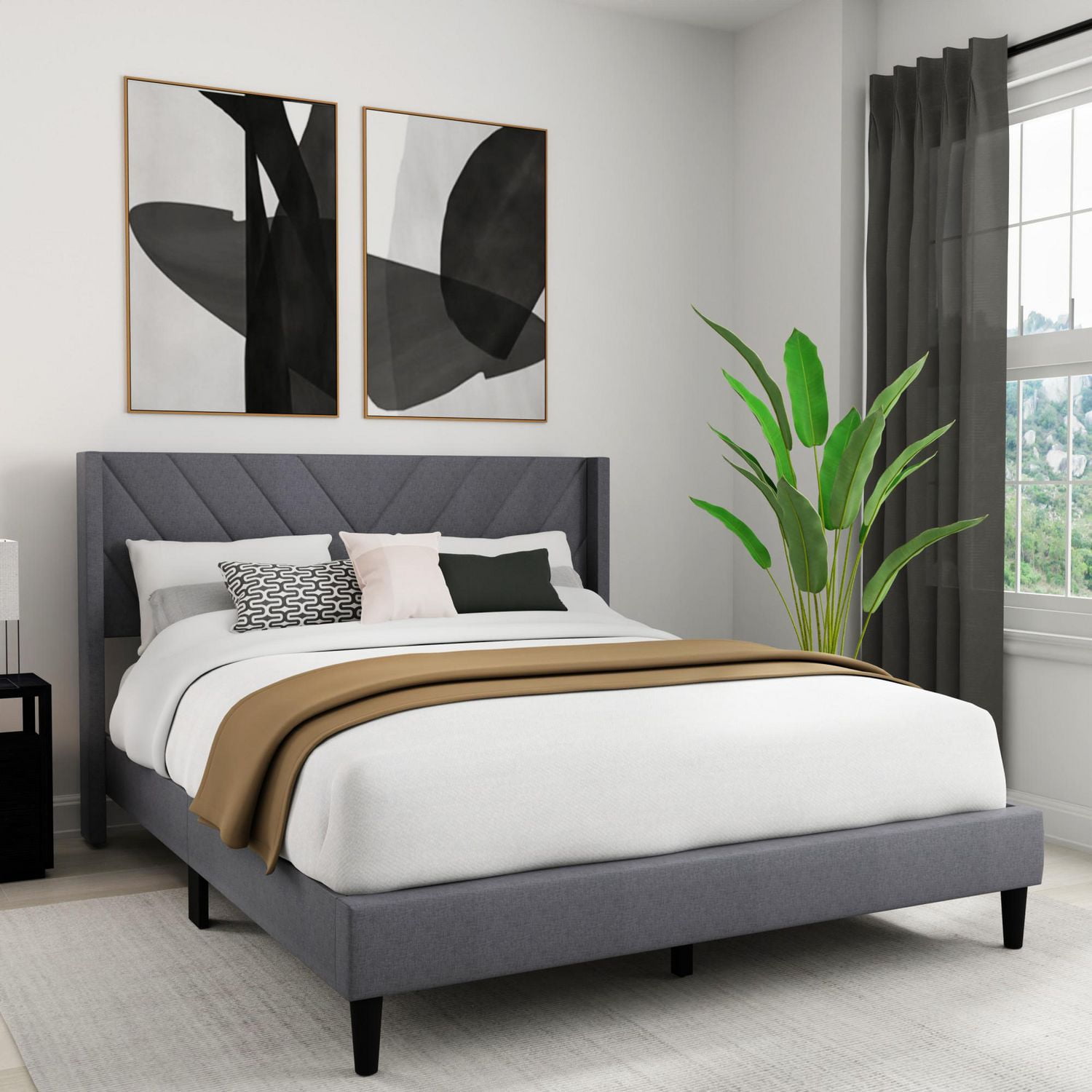 Wilder Queen Upholstered Bed Dark Gray by Hillsdale Living Essentials Walmart