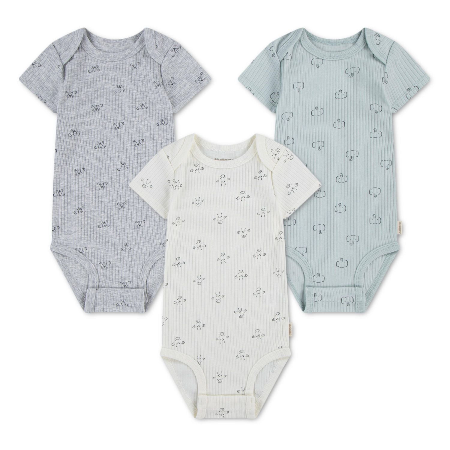 Click here for Huggies Happy Hugs Knit Rib Bodysuits 3-Pack 0-3 M... prices
