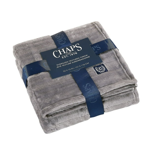 Chaps Solid Silky Soft Flannel Fleece Throw Blanket Grey 50” X 70” (One ...