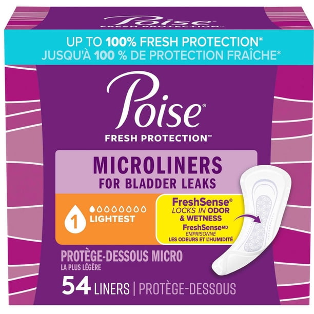 Poise Daily Microliners, Incontinence Panty Liners, 1 Drop Lightest ...