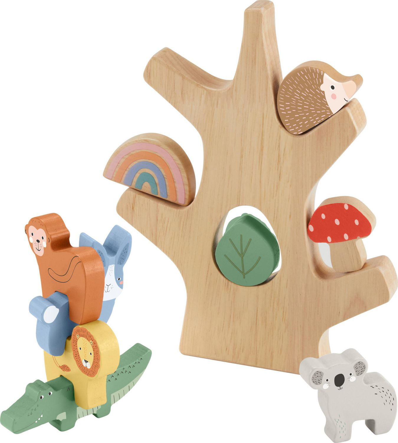 Fisher Price Wooden Balance Tree Preschool Stacking Activity Toy 10 Wood Pieces Ages 3 Walmart