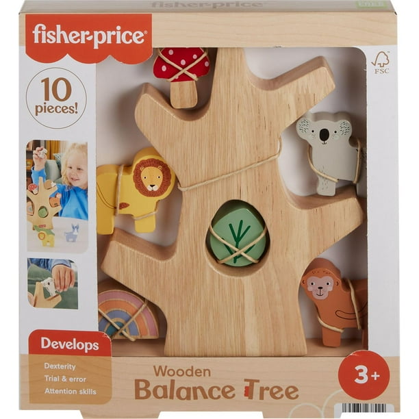 Fisher-Price Wooden Balance Tree Preschool Stacking Activity Toy, 10 ...