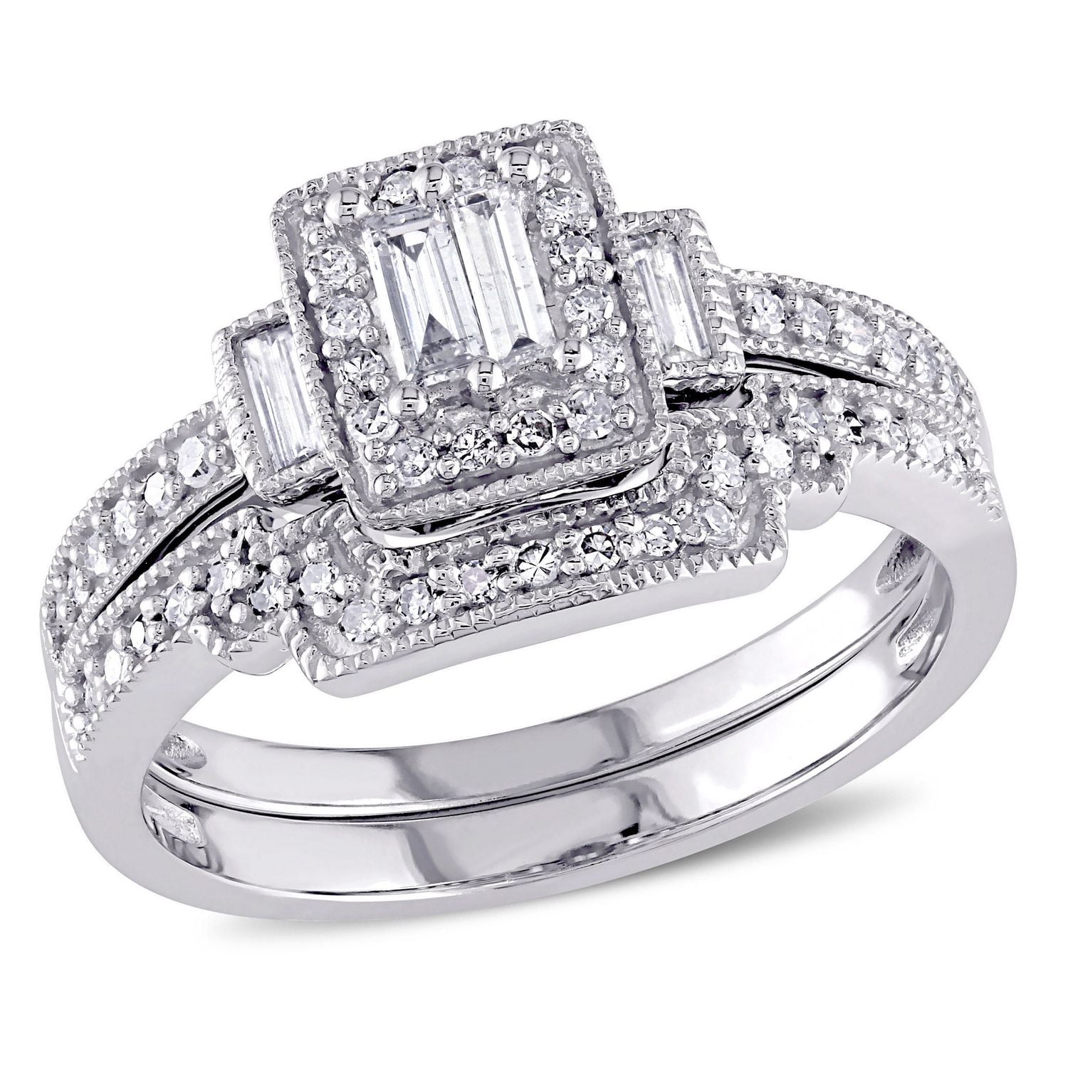 Click here for Miabella 2/5 Carat T. W. Diamond Baguette-Cut 10 K... prices