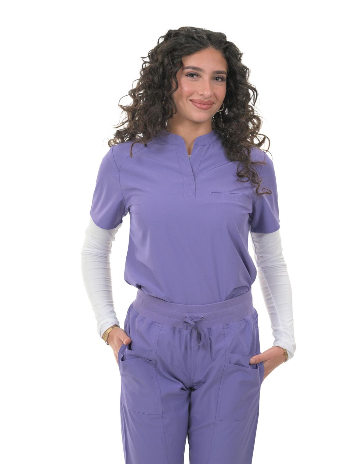 Click here for Greentown Canada Scrubs Mandarin Collar Top (Zinni... prices