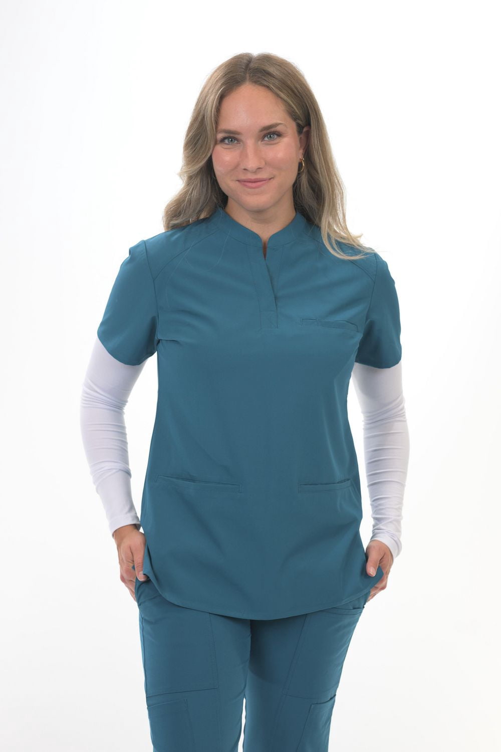 Click here for Greentown Canada Scrubs Mandarin Collar Top (Zinni... prices