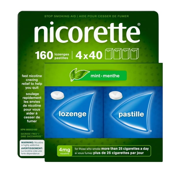 Nicorette Mint 4mg Lozenges, Quit Smoking Aid, NRT, Nicotine ...