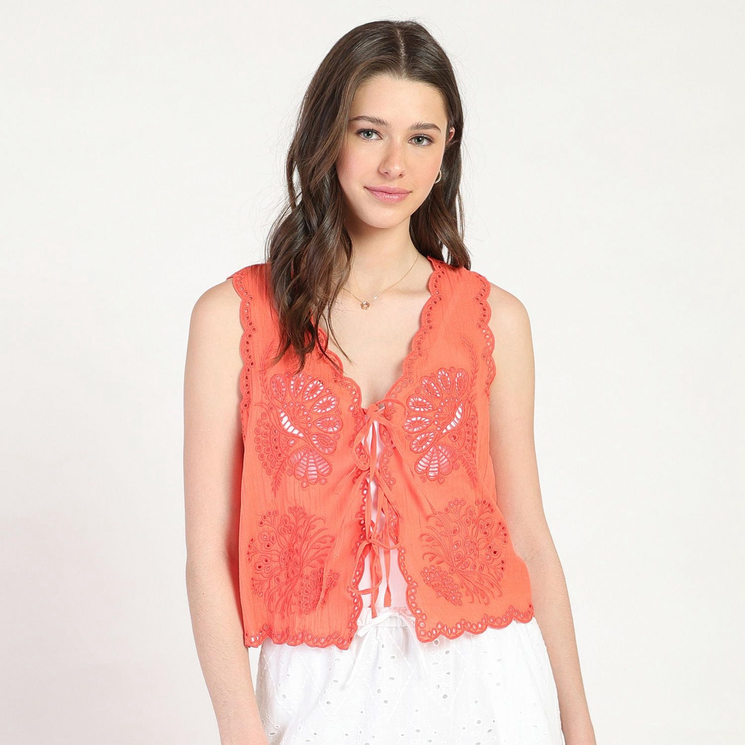 Click here for Bloom Girl Sleeveless Eyelet Top  Sizes Xs-Xl M prices