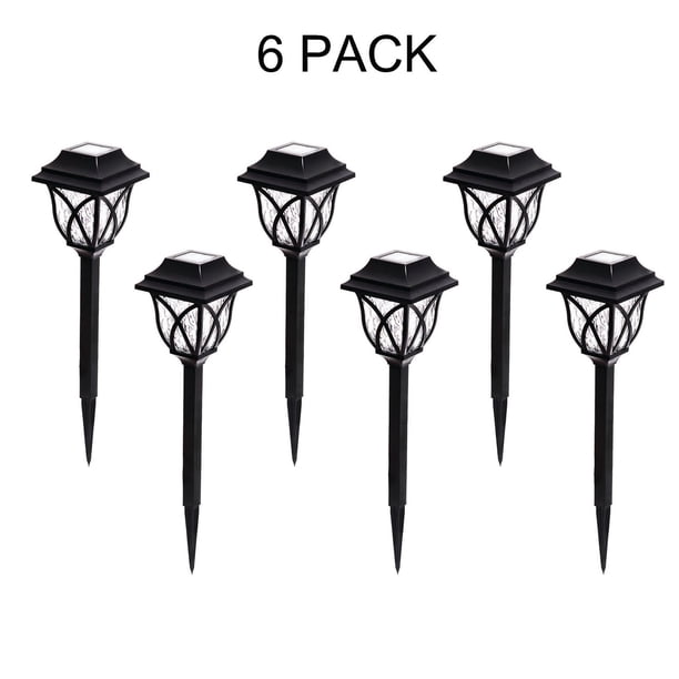 Mainstays Solar Powered Black LED Square Pathway Light Set, 10 Lumens ...
