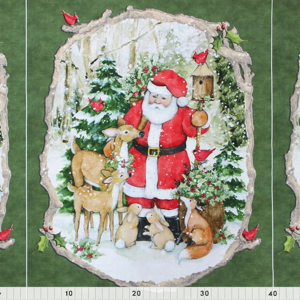 Fabric Creations Christmas Collection Santa Woodland Panel Cotton ...