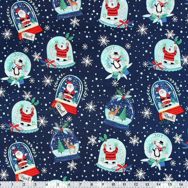 Fabric Creations Christmas Crystal Snowball Cotton Fabric by the Metre ...