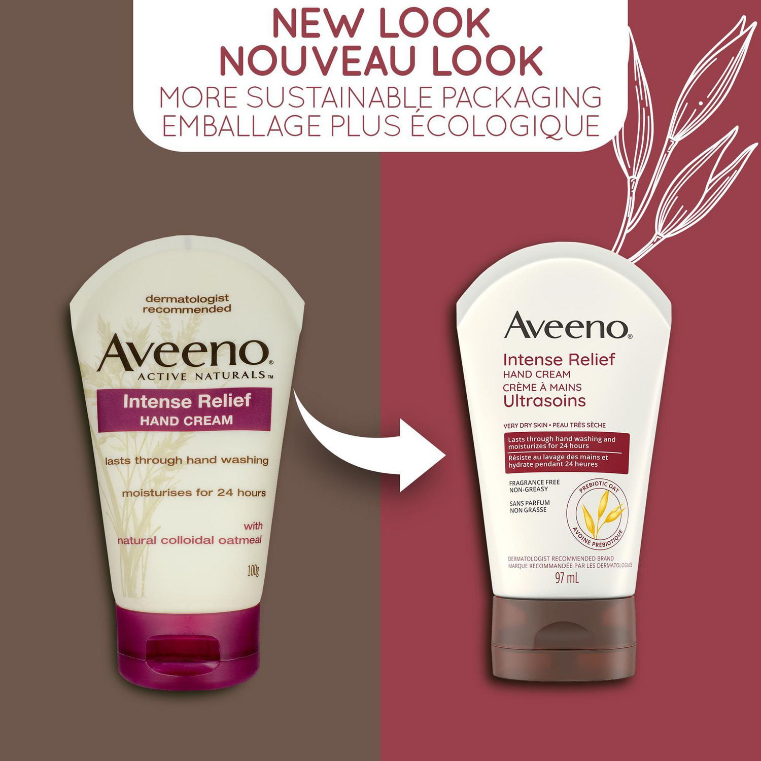 Aveeno Intense Relief Hand Cream Very Dry Skin Moisturizer Paraben Free Sensitive Skin Non Greasy 97 mL Walmart