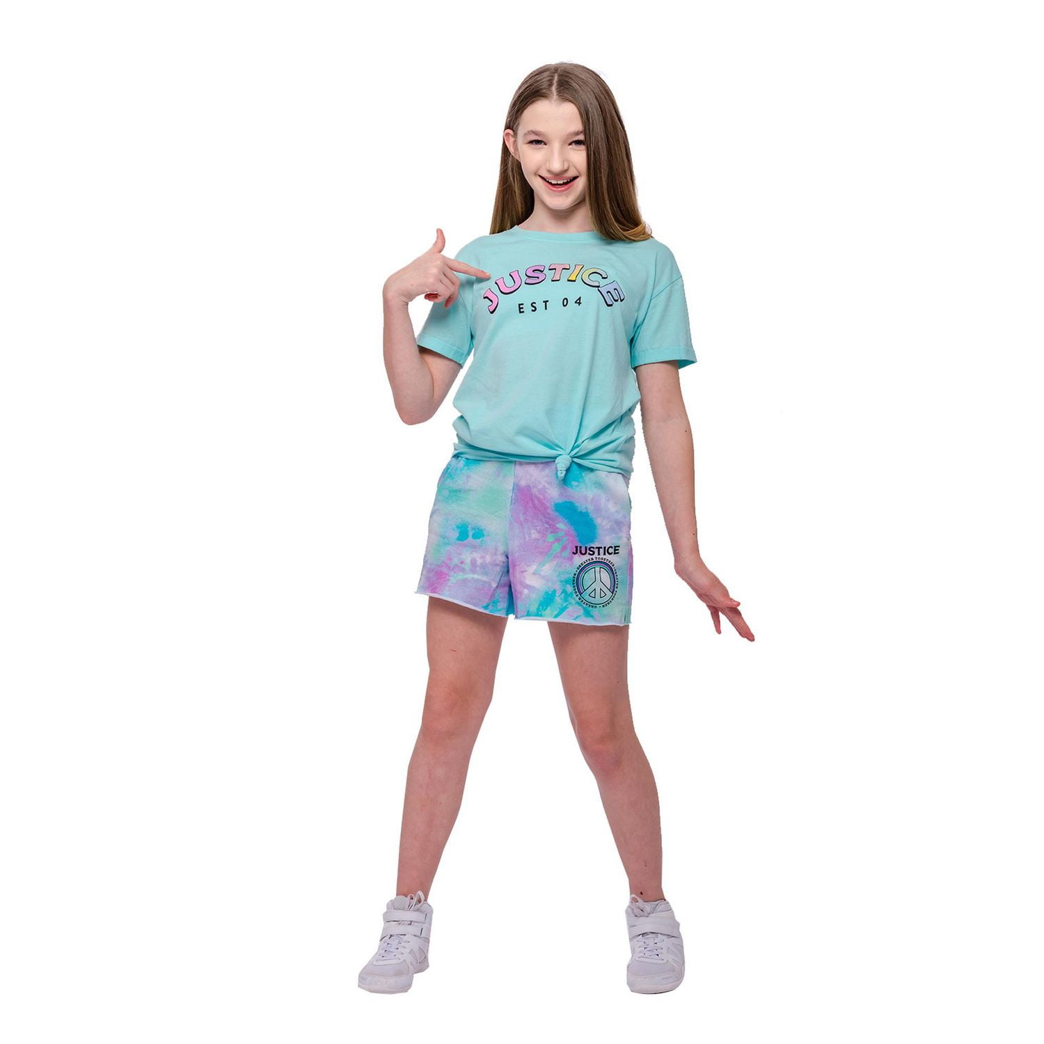 Girls Justice Rainbow Peace Sign Shorts - Walmart.ca