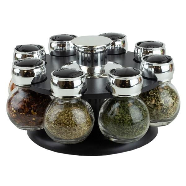Contemporary Low Profile Revolving 8-Jar Spice Rack Set, Black - Walmart.ca