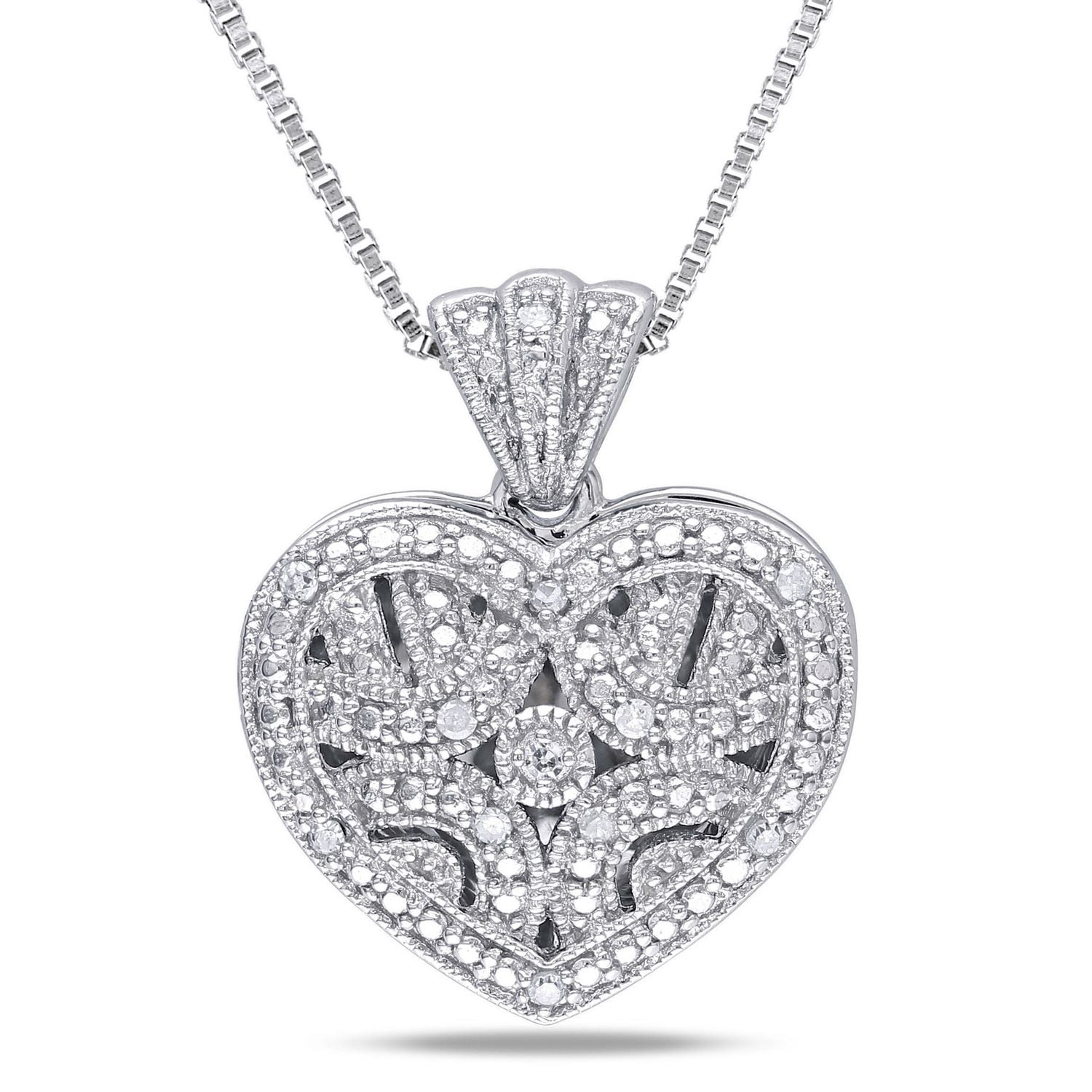 Click here for Miabella Diamond-Accent Sterling Silver Heart Lock... prices