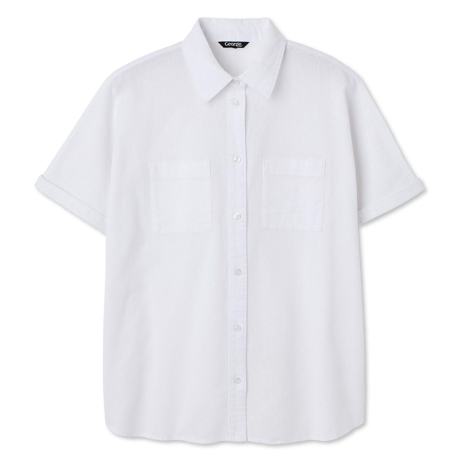 Click here for George Womens Linen-Blend Camp Shirt Xxl prices