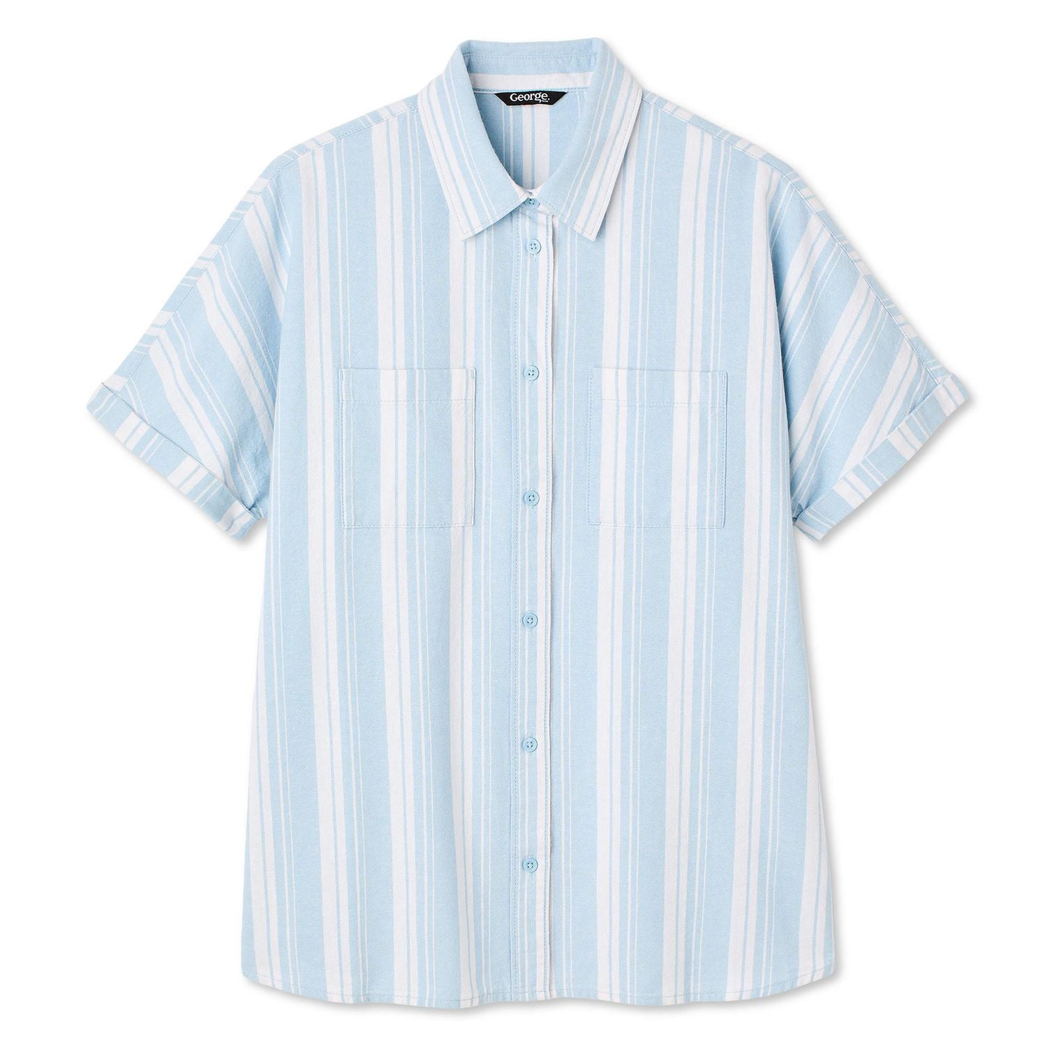 Click here for George Womens Linen-Blend Camp Shirt Xxl prices