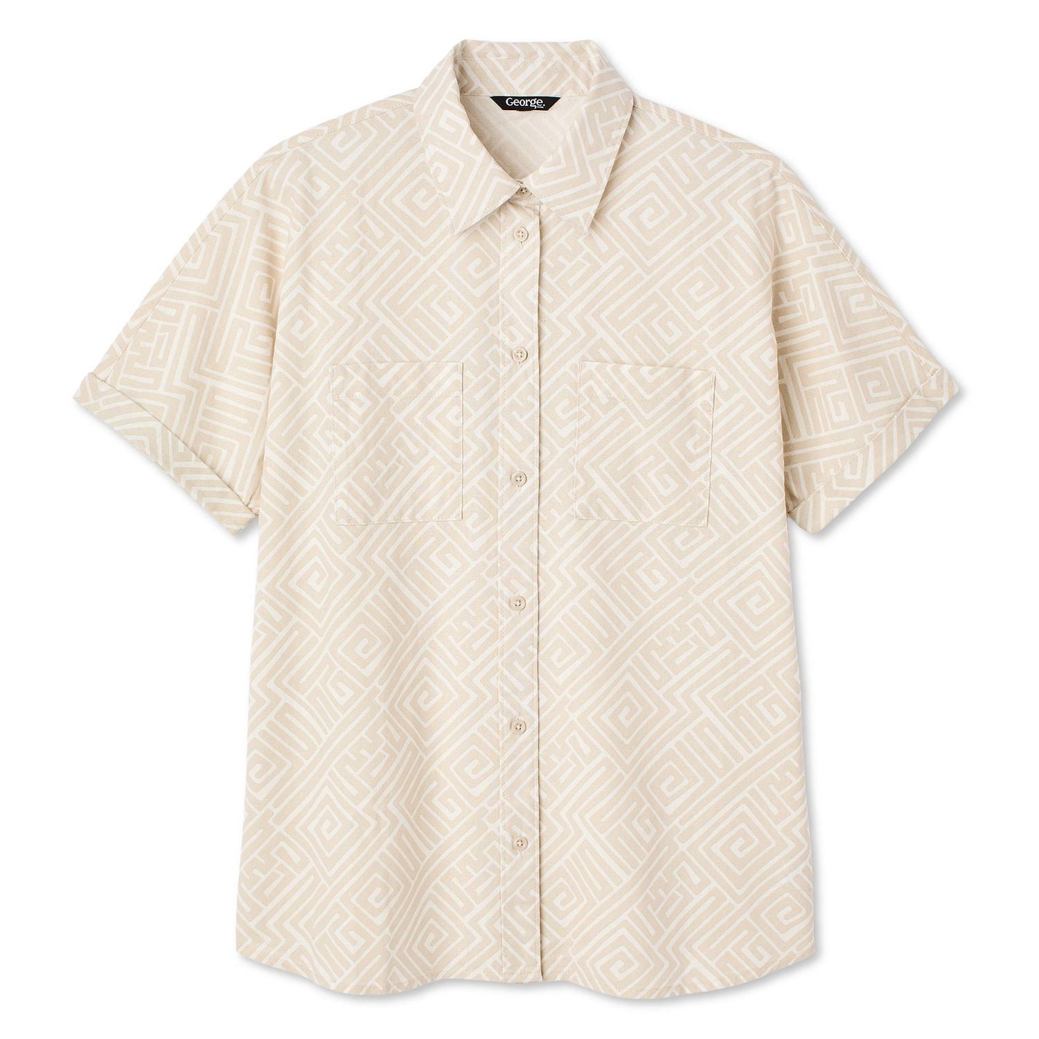 Click here for George Womens Linen-Blend Camp Shirt M prices