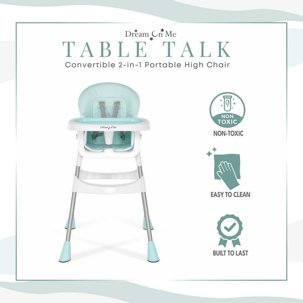 Dream On Me Portable 2 In 1 Table Talk High Chair |Convertible |Compact ...