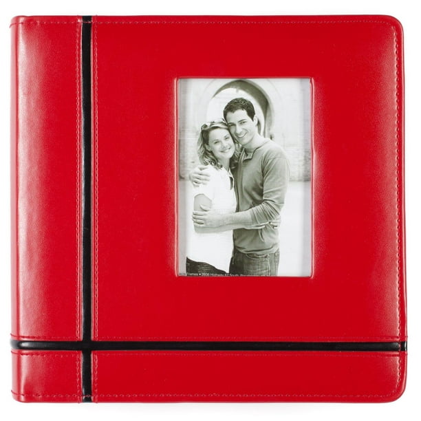 Pinnacle Frames and Accents Red Leather Photo Album with Front Cover ...