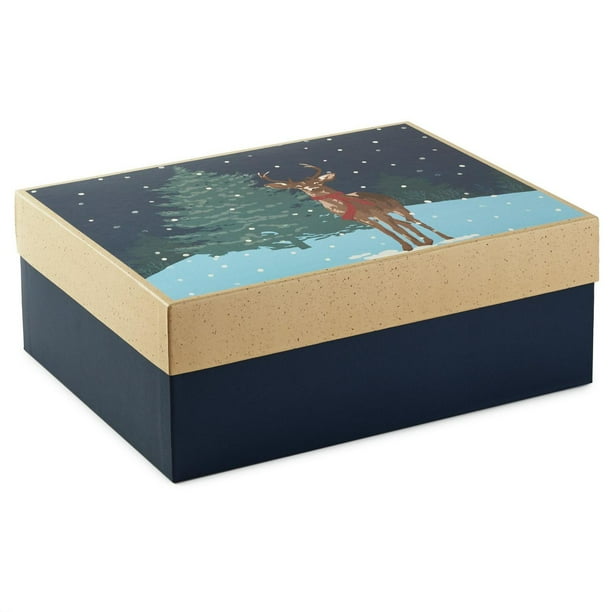 Hallmark Large Christmas Gift Box with Lid (Reindeer in the Snow ...