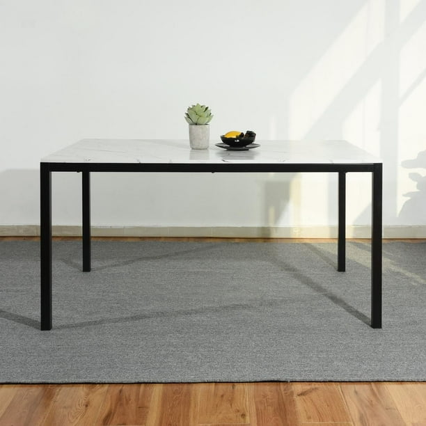 Homycasa 63 Inch Contemporary Extendable Dining Table with Sleek Metal ...