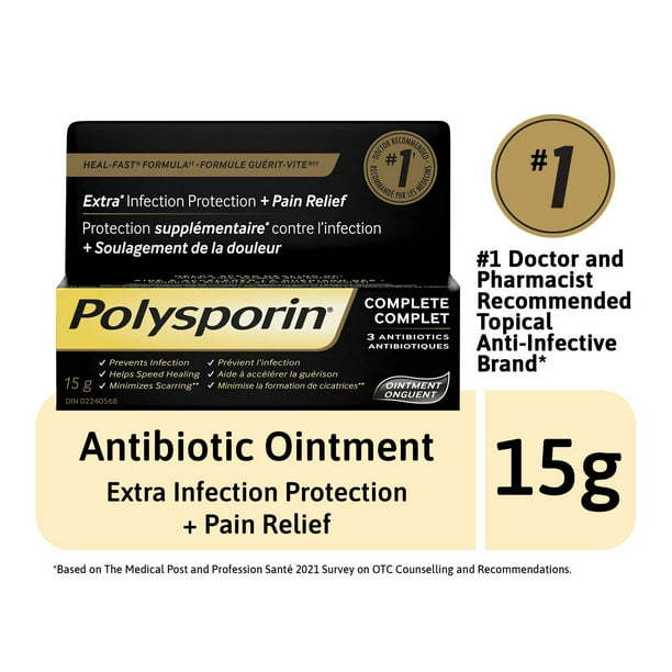 Polysporin Complete Antibiotic Ointment, Heal-Fast Formula, 15 g ...