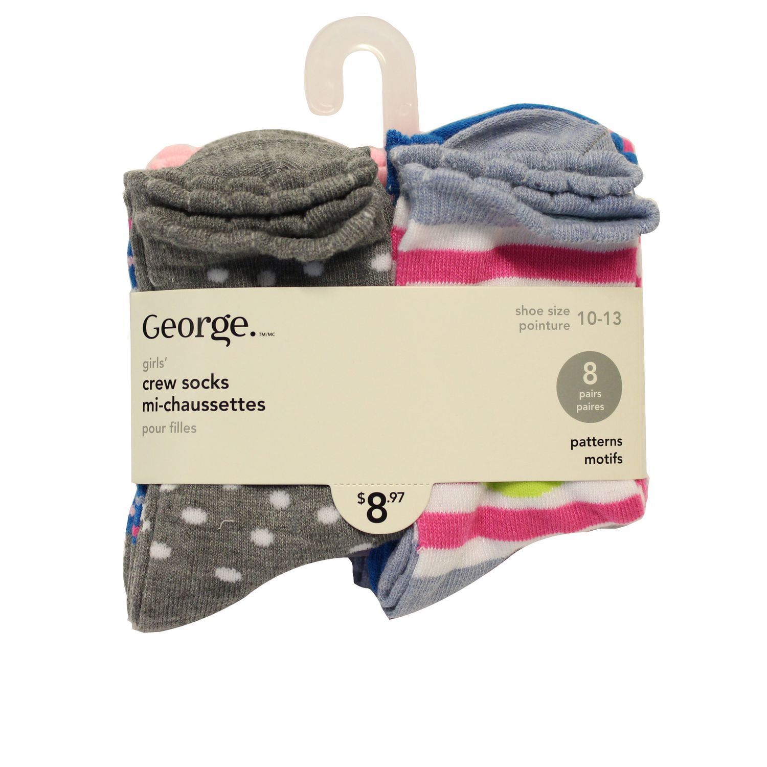 George Girls' 8-Pack Crew Socks | Walmart Canada