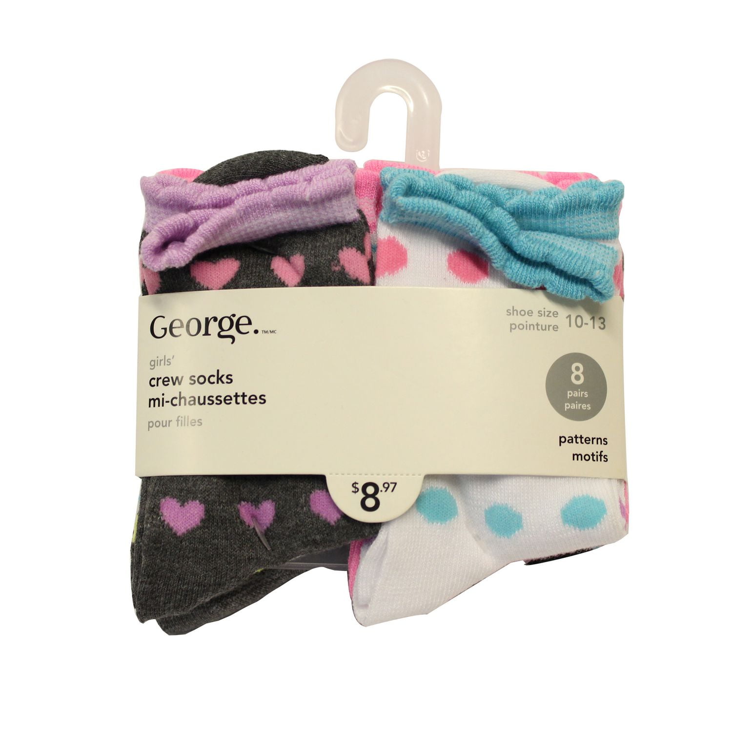 George Girls' 8-Pack Crew Socks | Walmart Canada