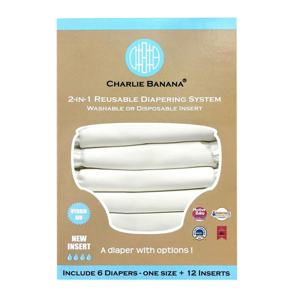 Charlie Banana 12 Inserts All White Hybrid All-in-One Reusable Diapers ...