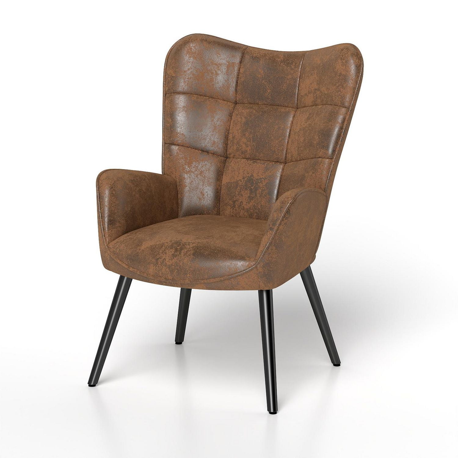 Homy Casa Accent Chairs Biscuit Upholstery Back Living Room Chairs With Armrest Cozy Chairs Beige Oak Medium Width 26 35