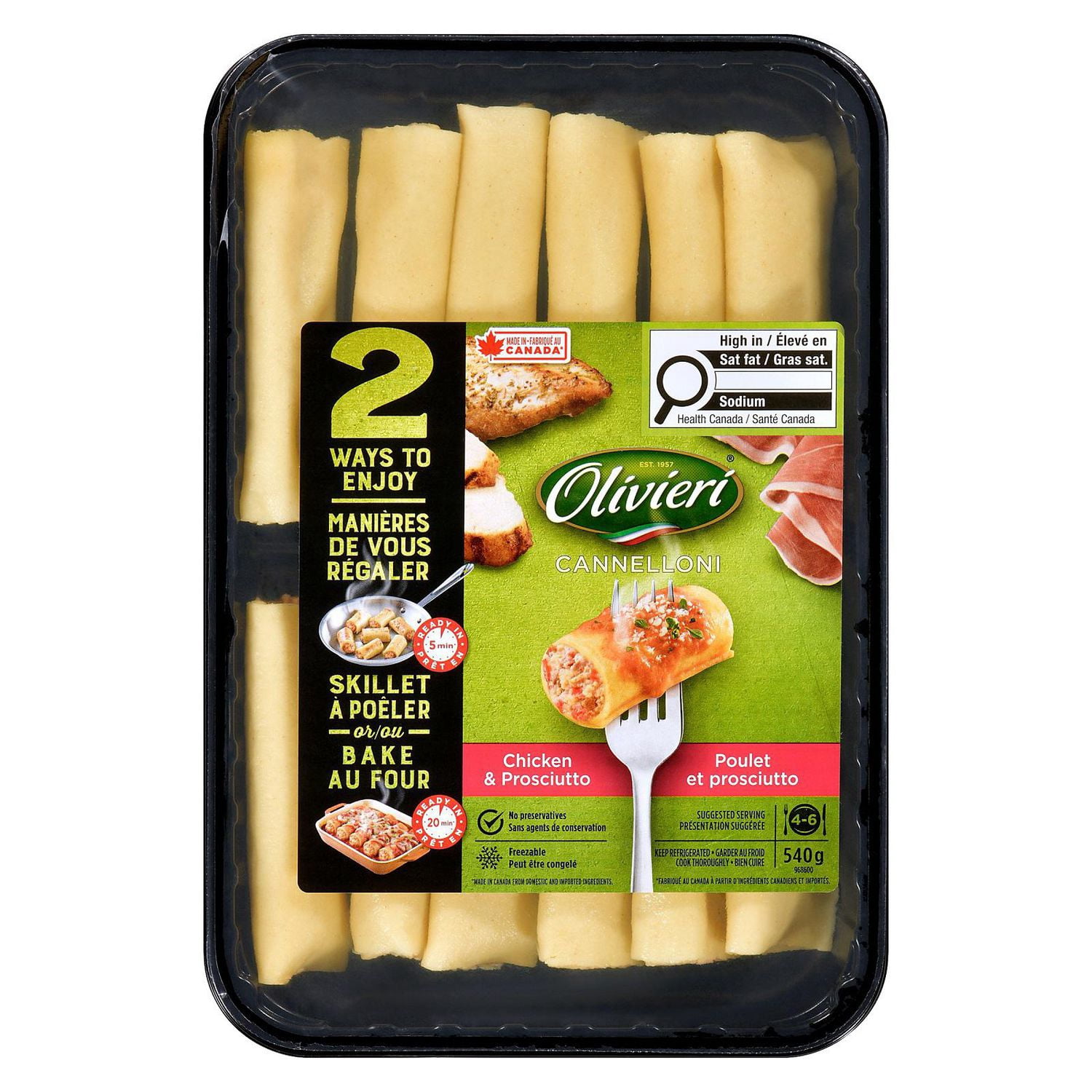 Click here for Olivieri Fresh Cannelloni Chicken Prosciutto prices