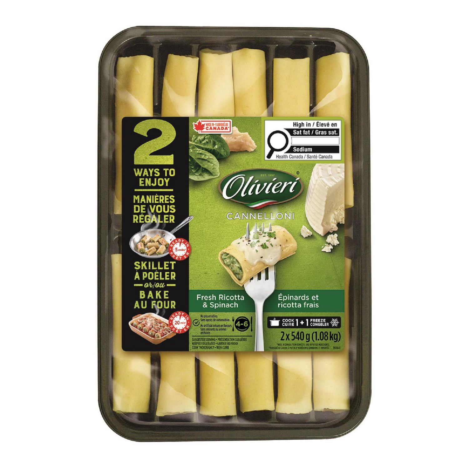 Click here for Olivieri Ricotta And Spinach Cannelloni 540g prices