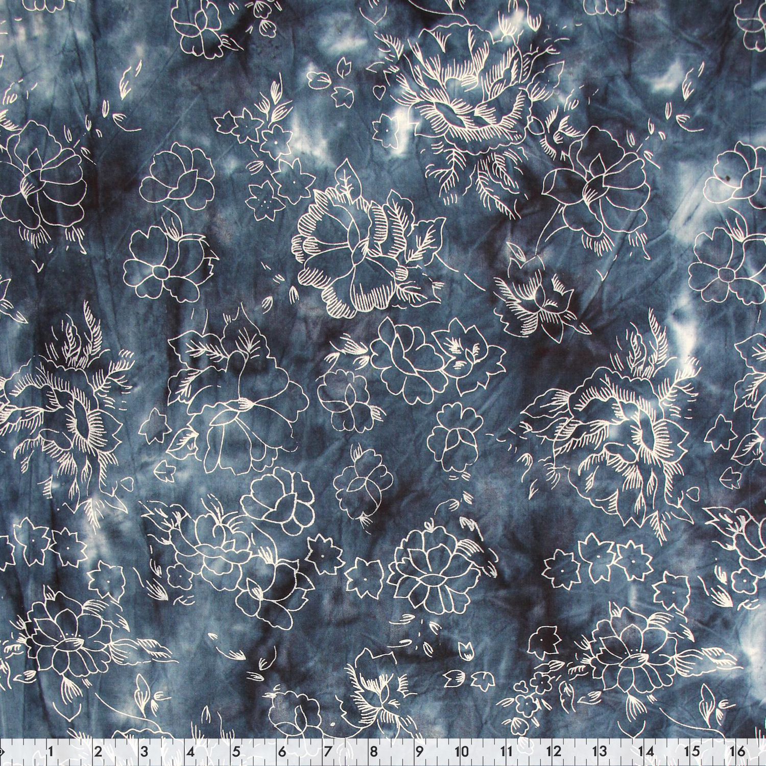 Fabric Creations Blue Batik Floral Cotton Fabric by the Metre | Walmart ...