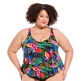 Krista Plus Women's V Neck Mesh Tiered Ruffle Tankini Swim Top - Walmart.ca